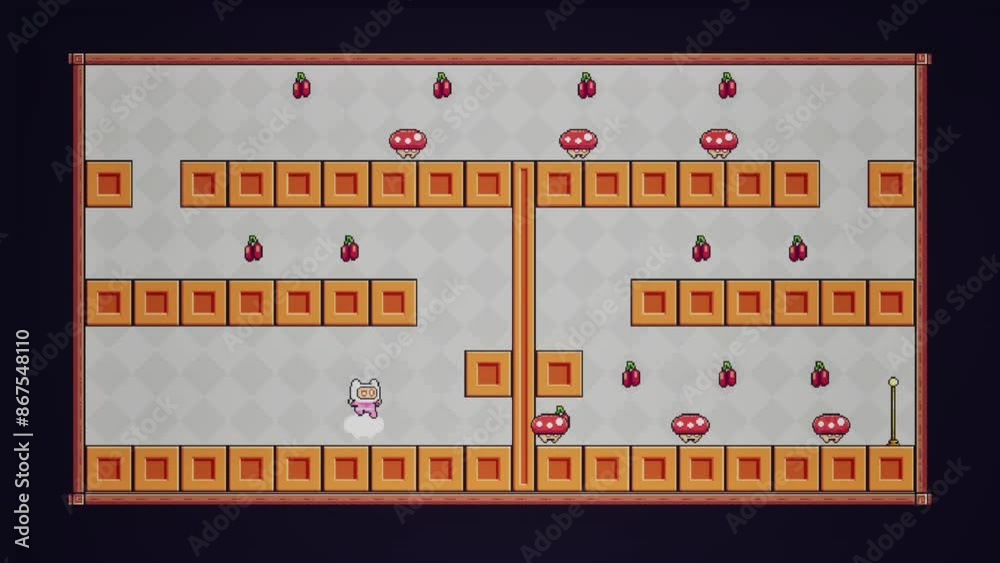 CGI footage of entertaining 8-bit console videogame, of astronaut ...