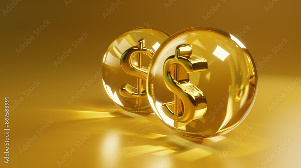 golden dollar symbol, golden sign, A 3D gold money icon, dollar sign ...