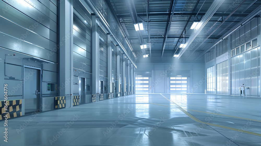 A spacious cold storage warehouse with multiple temperature zones ...