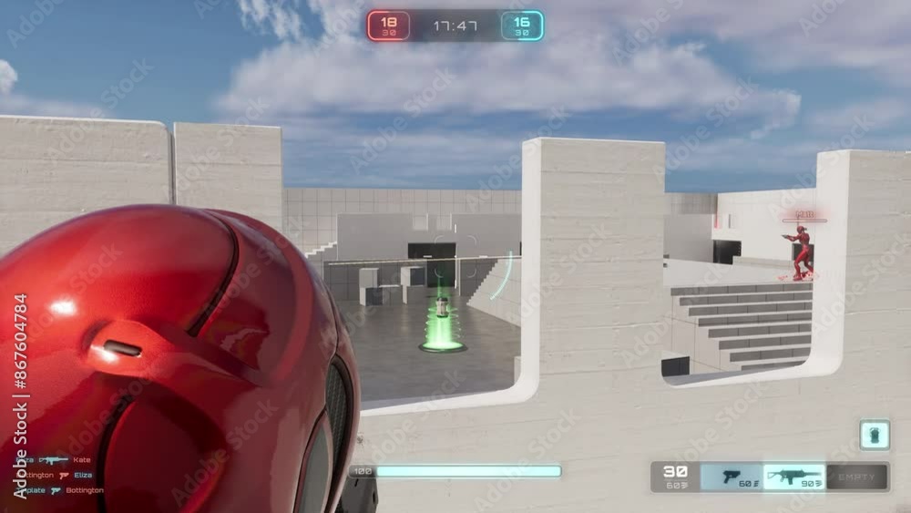 CGI footage of gameplay in third person shooter multiplayer video game ...