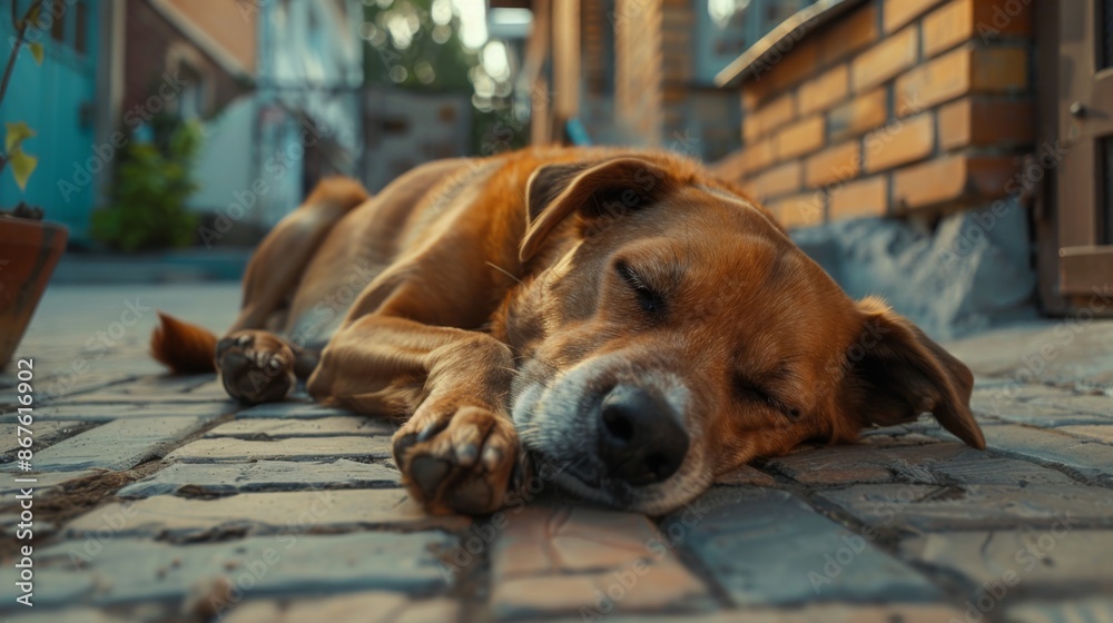Lonely Dog Waiting with a Sad Expression in Front of the House ...
