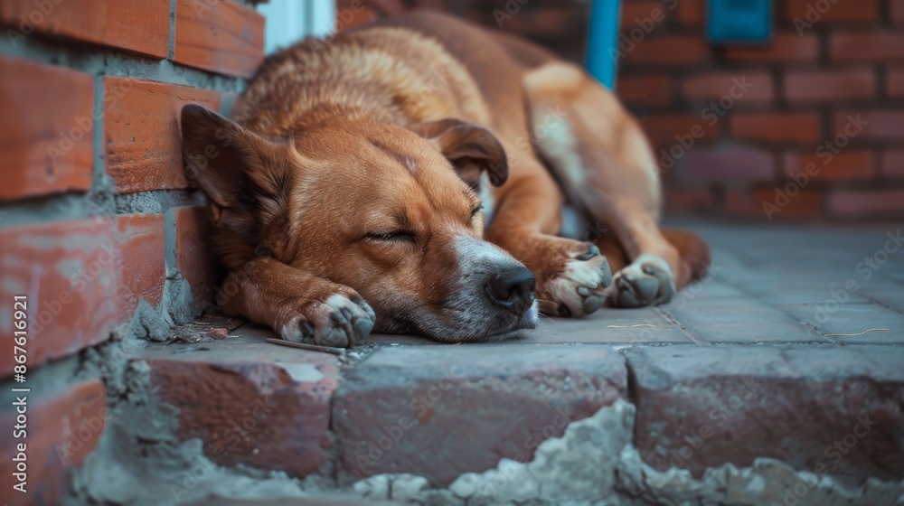 Lonely Dog Waiting with a Sad Expression in Front of the House ...