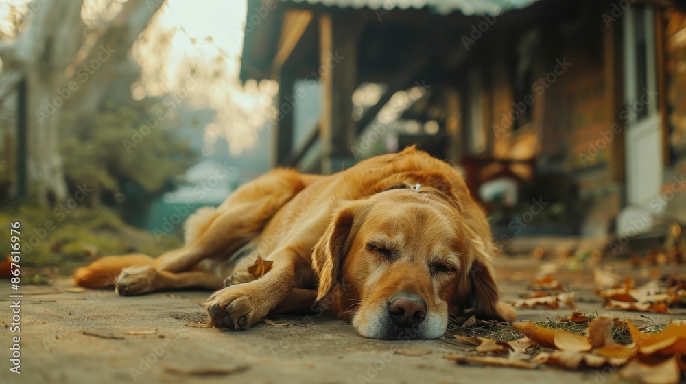 Lonely Dog Waiting with a Sad Expression in Front of the House ...