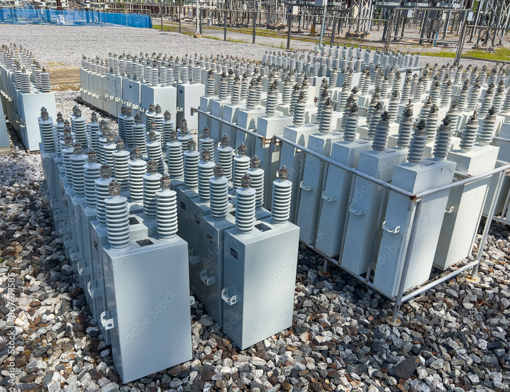 A Capacitor unit aiding in Var supply to adjust power factor in a Power ...