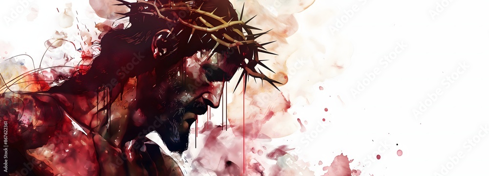 3. Visualize the Crucifixion of Jesus in a digital watercolor style ...
