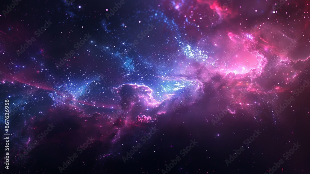 Detailed deep space illustration with cosmic nebulae, stars, and ...