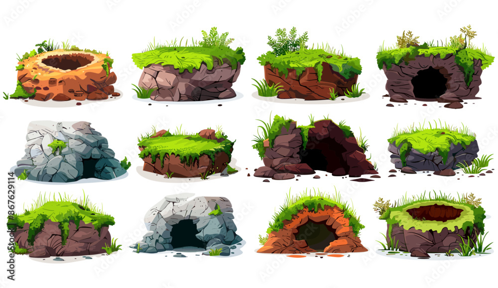 Big dig pit, soil earth hole mud land surface garden forest animal ...