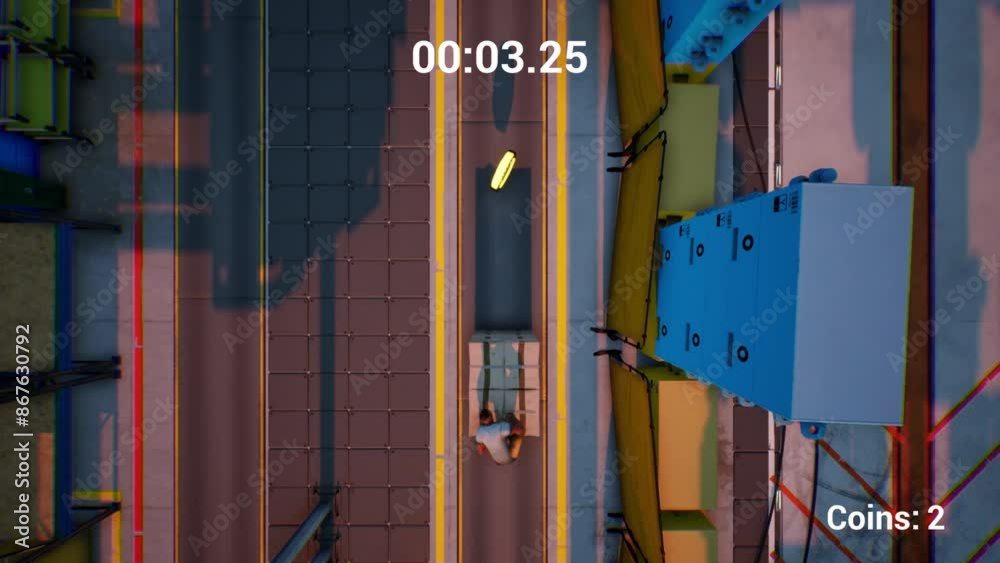 CGI POV footage of top down first person runner console video game ...