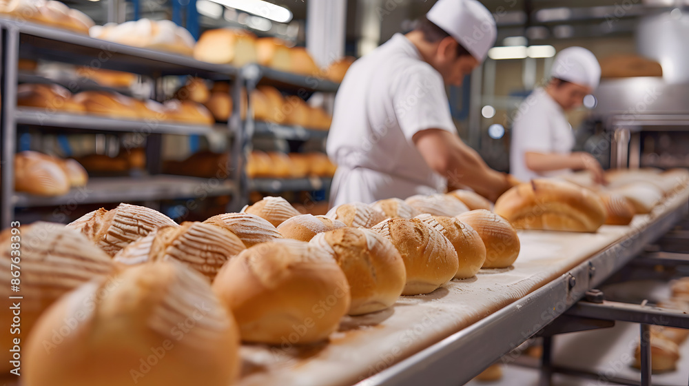 bread bakery food factory production with fresh products. automated ...