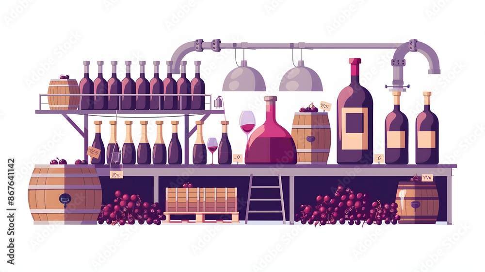 wine manufacturing process. wine production process stages. factory ...