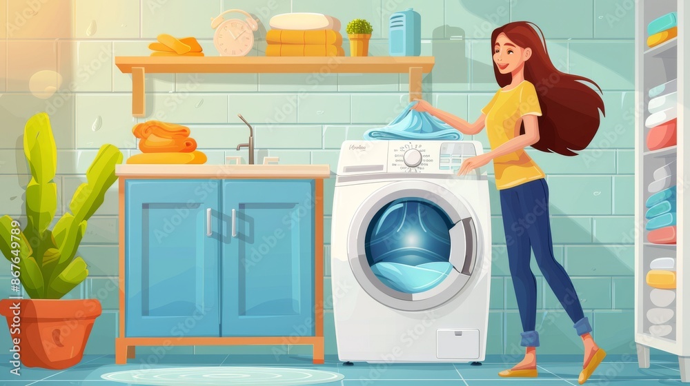 Person using a fabric softener sheet in the dryer, with warm laundry ...