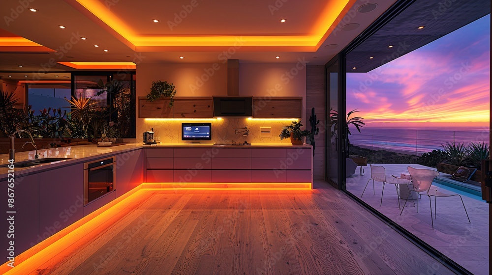 Contemporary kitchen design showcasing smart technology, such as a ...