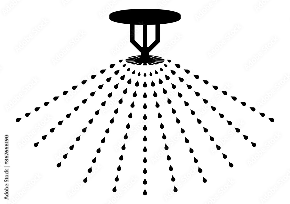 Fire Sprinkler Icon Symbol. Automatic Fire Extinguishing System. Vector ...