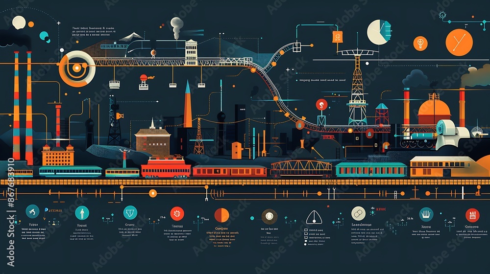 Timeline infographic depicting the major events of the Industrial ...