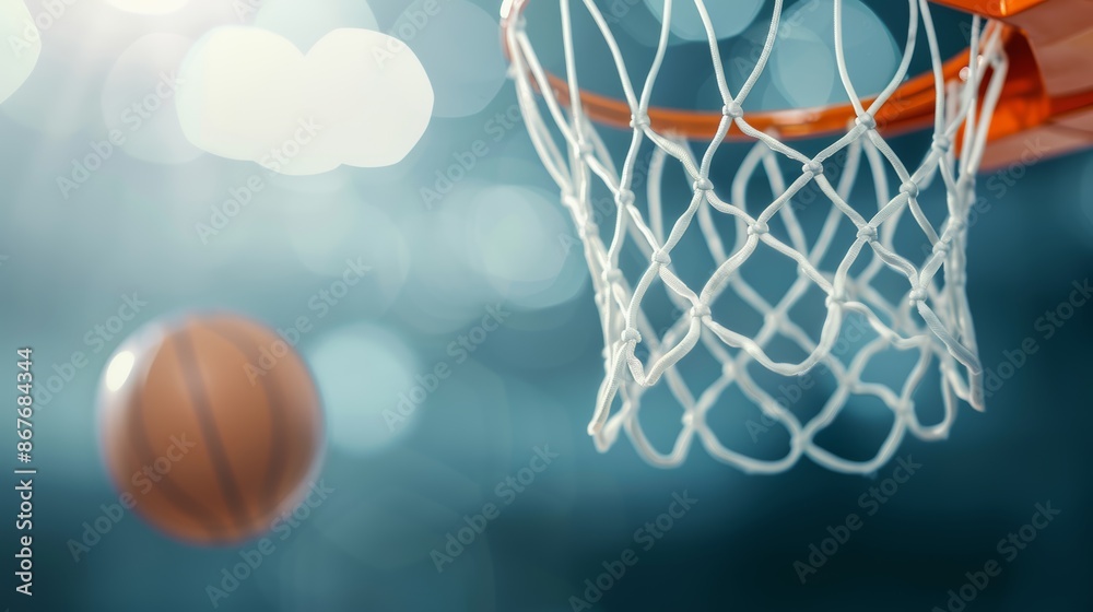 Basketball hanging in the hoop, final winning points, exciting game ...