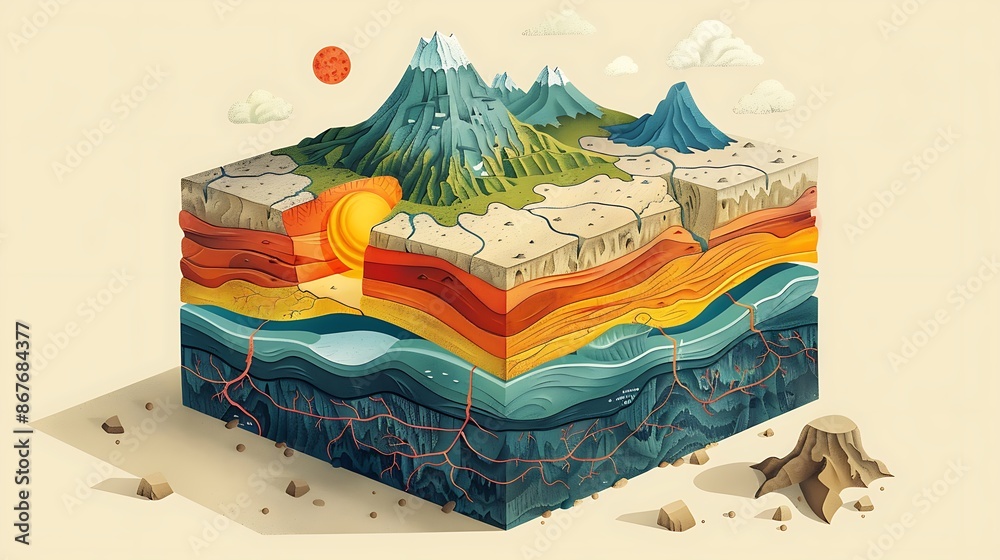 Visual aid illustrating the structure of the Earth's layers crust ...