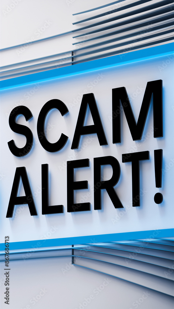 Modern "Scam Alert!" Warning Sign with Bold Black Text on Clean White ...