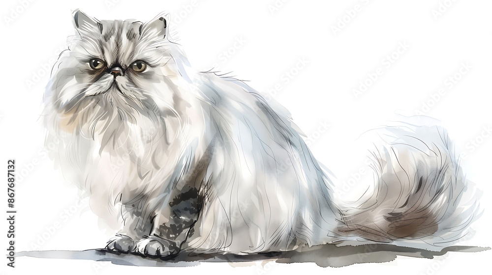 Educational chart on the Persian Cat Felis catus showcasing its origins ...