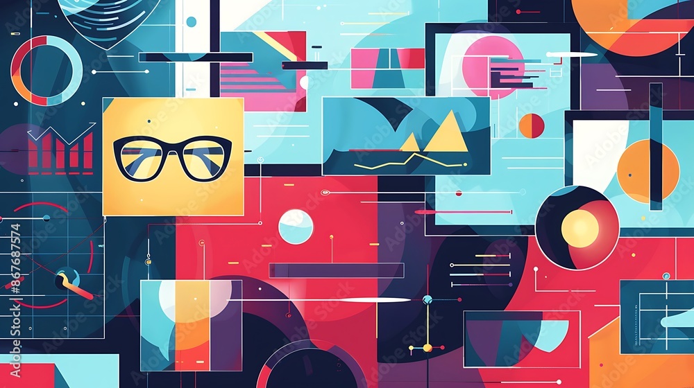 ภาพประกอบสต็อก Infographic focusing Optics explaining behavior of light ...