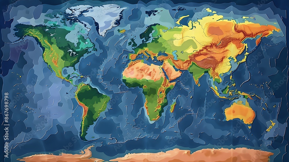 Colorful world map highlighting the various climate zones including ...