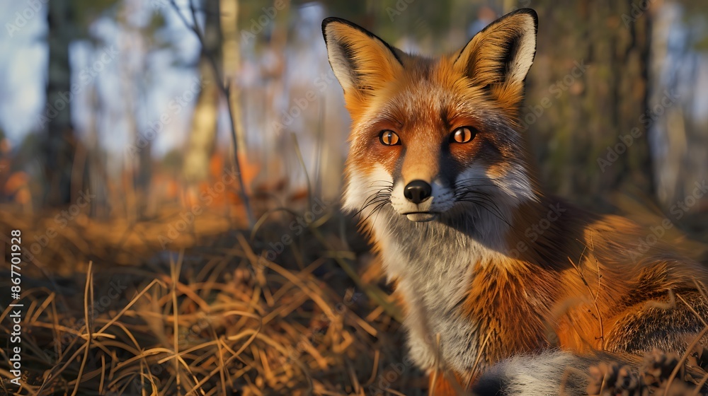Visual resource Red Fox Vulpes vulpes showcasing its intense gaze ...
