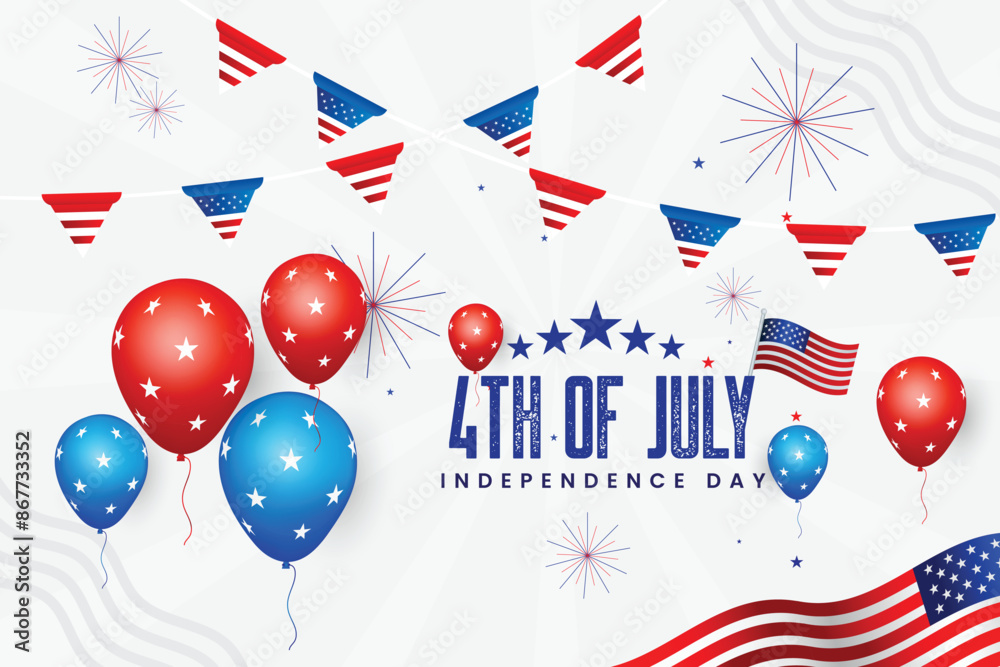 4th Of July Happy Independence Day Background Design With Blue Color