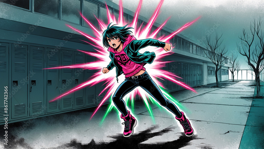 Angry Teenager Emo Boy or Girl like a Superhero with powers, manga ...