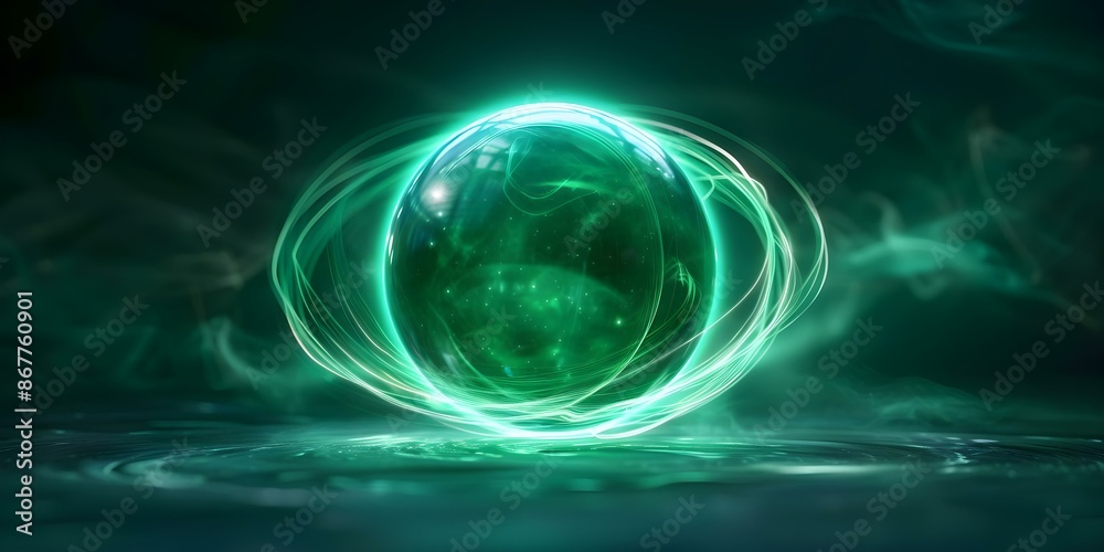 Image of a dynamic explosion of a vibrant green energy ball within an ...