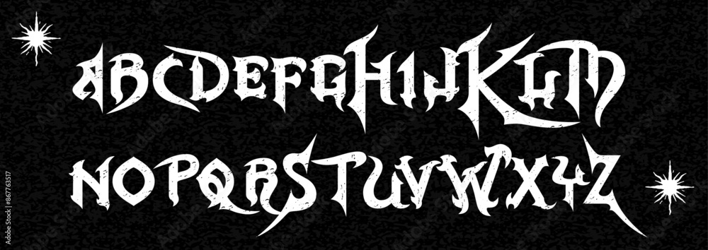 Gothic font. Medieval dark tattoo y2k alphabet, letter typography print, dark vintage scary ...