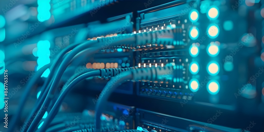 LED status lights on network switch display connection status of data ...