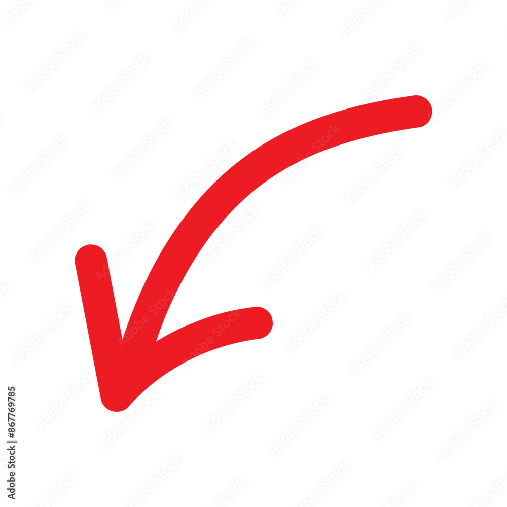 Red Hand drawn arrow icon. Arrow sketch graphic design for education ...