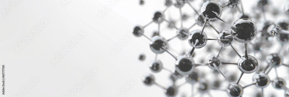 Nanotechnology, a minimalistic 3D nanoparticle model on a clean white ...