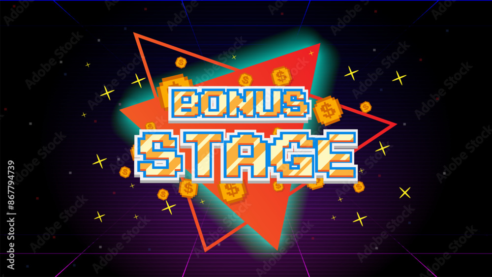 bonus stage.pixel art .8 bit game.retro game. for game assets in vector ...
