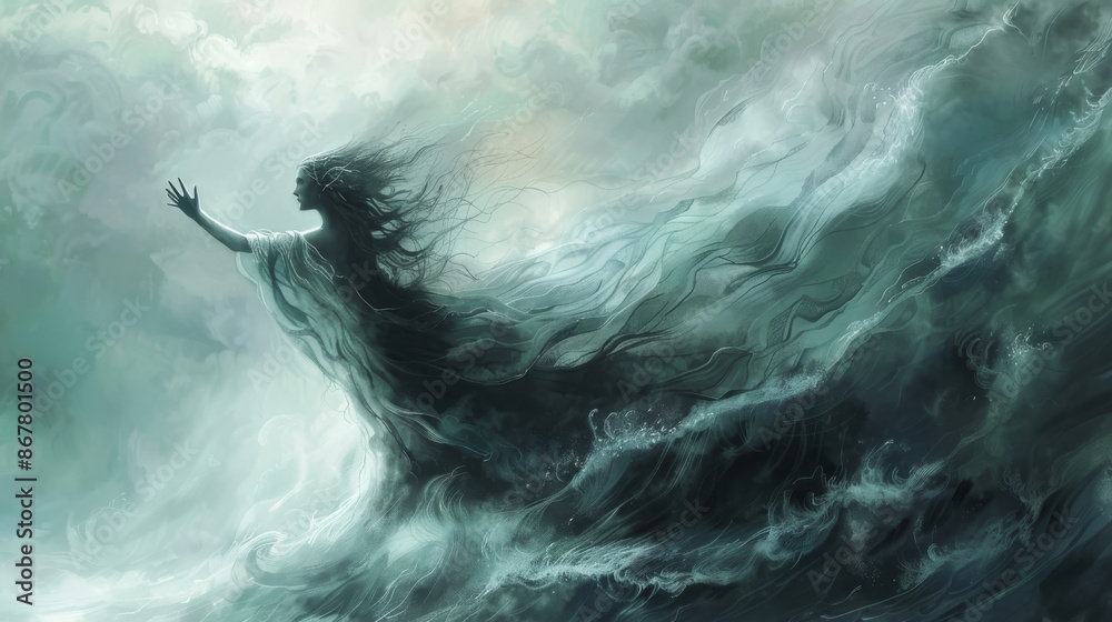 Finnish creation myth, depicting the primordial goddess Ilmatar ...