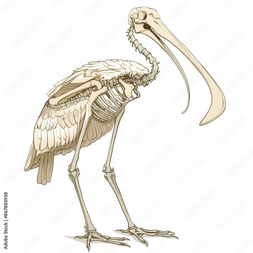 Spoonbill skeleton cartoon isolated whitebackground Stock Illustration ...