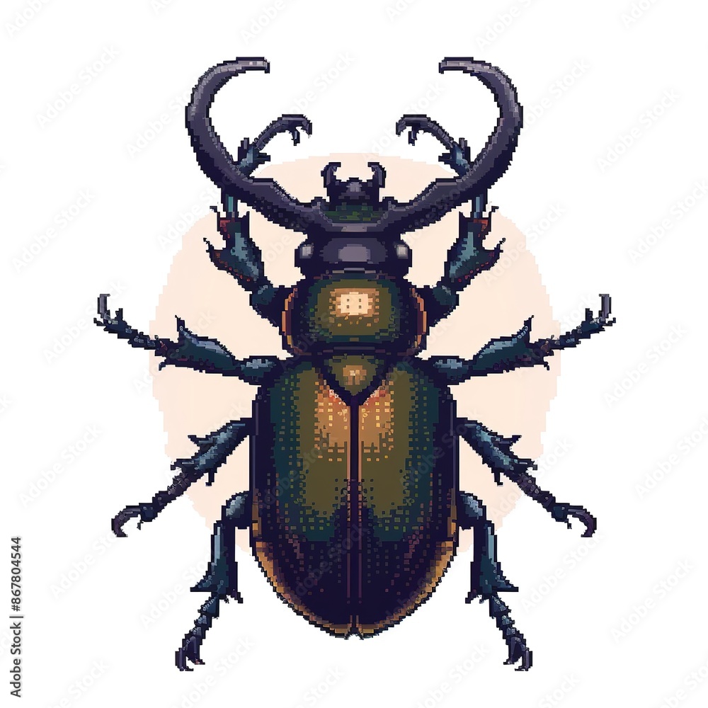 stag beetle 8-bit cartoon isolated whitebackground Stock Illustration ...
