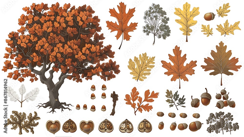 Detailed infographic on the Oak Tree Quercus robur highlighting its ...