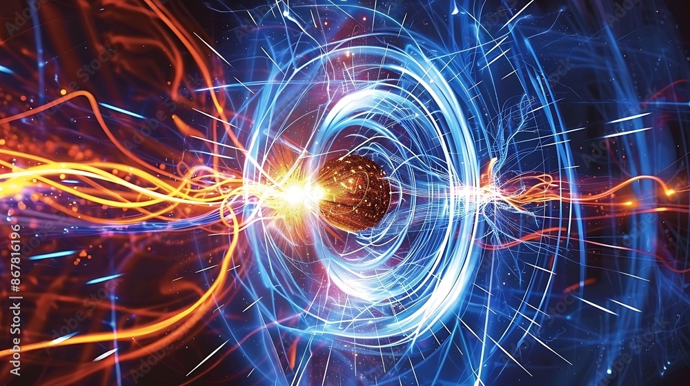 Detailed visual aid Magnetism illustrating magnetic fields behavior of ...