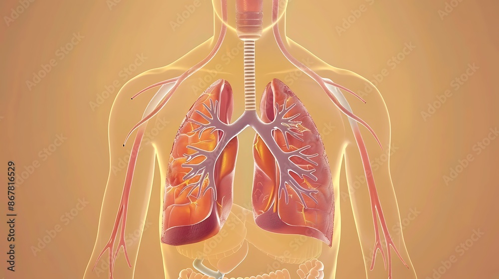 Diagram showing the anatomy of the human respiratory system labeling ...