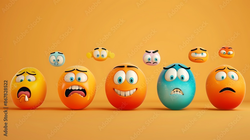 Series of cartoon characters representing emotions and expressions ...