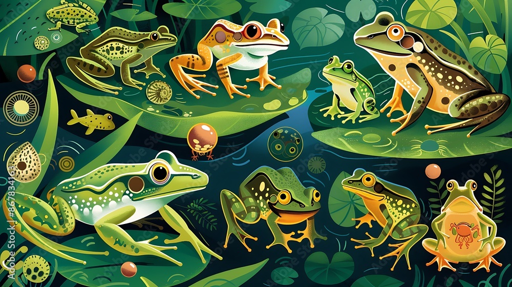 Educational chart lifecycle of Frog Rana temporaria showcasing its ...