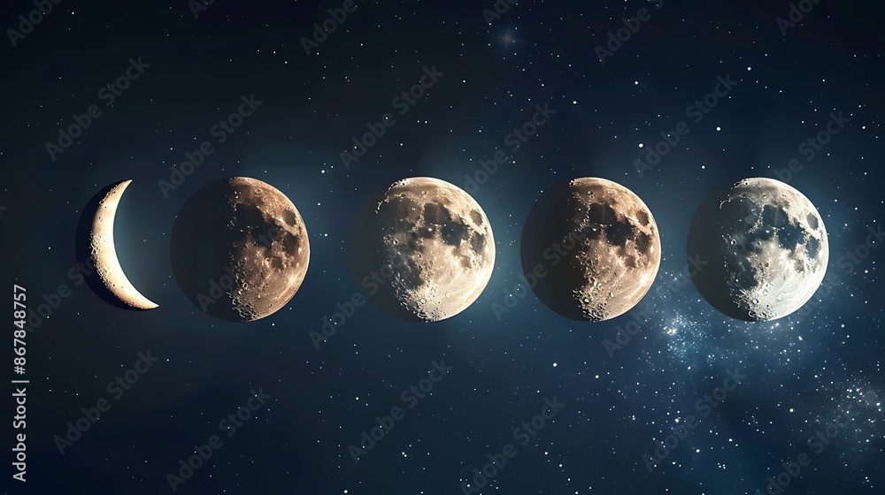 Visual aid explaining the phases of the moon showing the lunar cycle ...