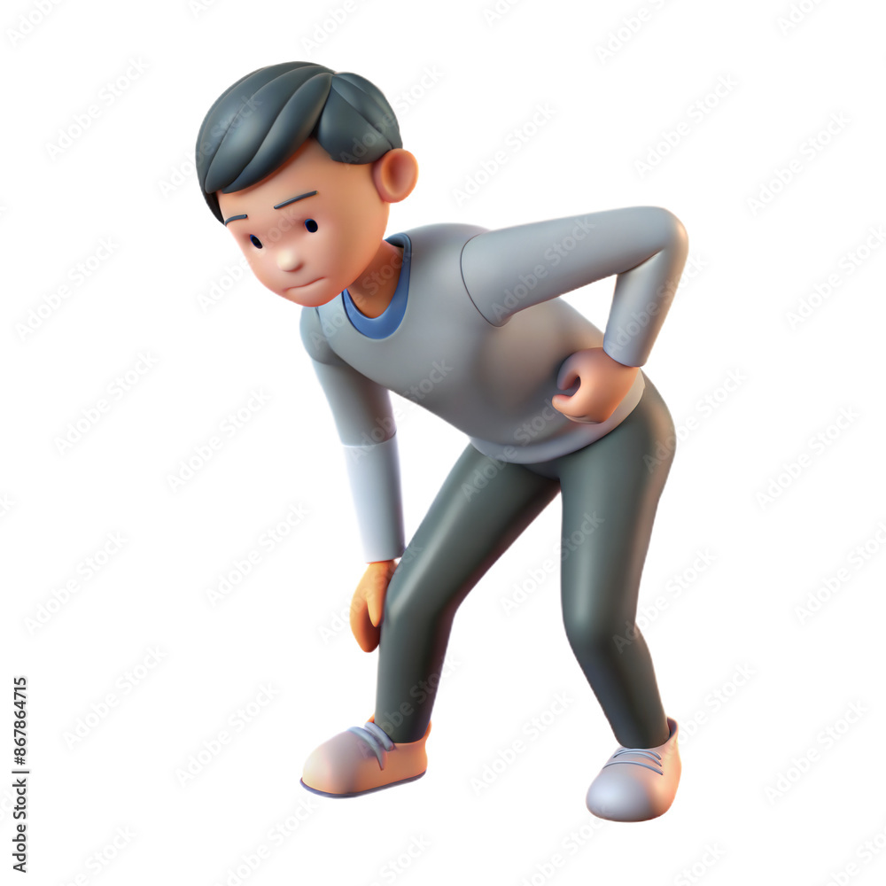 Animated person experiencing back pain on a transparent background ...
