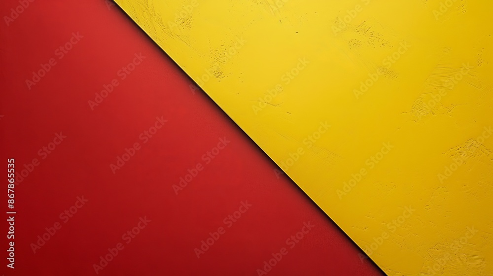 Vibrant abstract design of two diagonal segments in striking red and ...