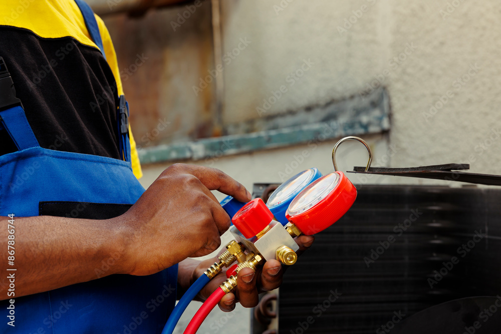 Close up of manometers able to detect hvac system moisture intrusion ...