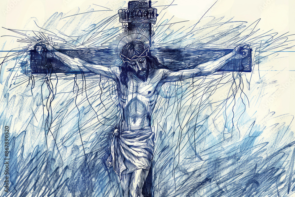 sketch drawing of Jesus dies on the Cross. The Crucifixion and Death of ...