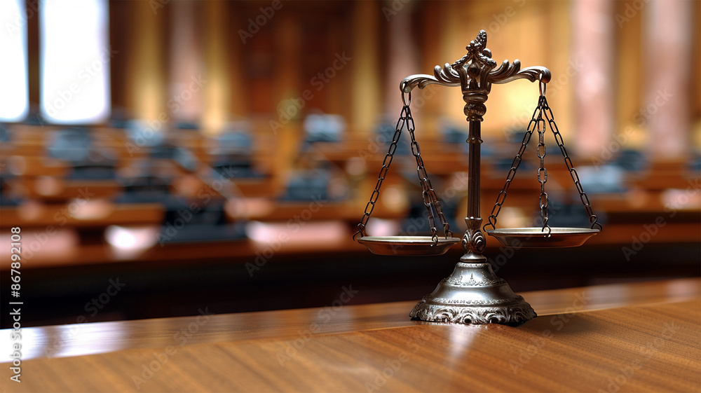 Scale of justice in court. Legal office of lawyers, justice and law ...