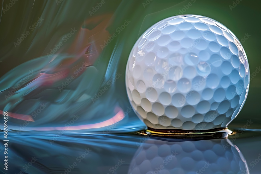 A stylized image of a fast-moving golf ball, its dimples creating a ...