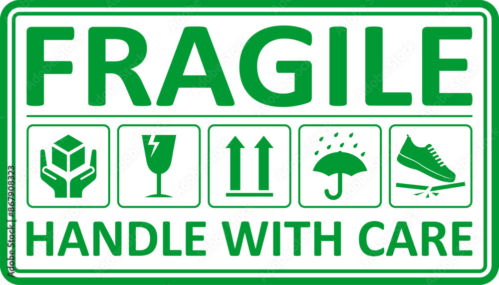Fragile package icons set, handle with care logistics and delivery ...