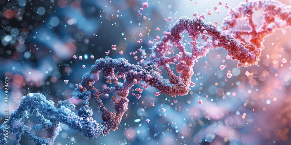 wallpaper illustration symbol of a dna genome structure with blurred ...